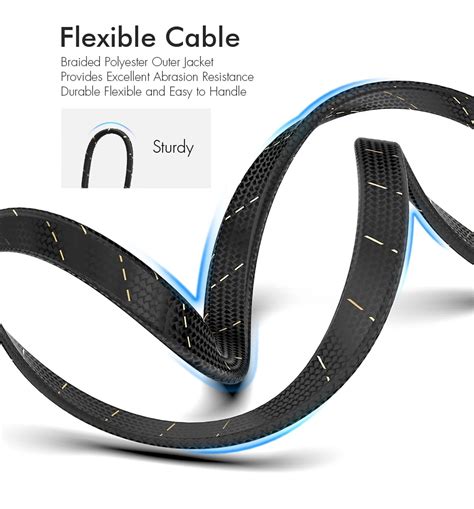 AMPCOM CAT7 Ethernet Cable Shielded Flat RJ45 Network Patch Cord 10G 600MHz 50u Gold Plated