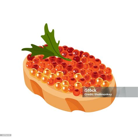 빵에 맛있는 캐비어 붉은 물고기와 철갑상어 또는 연어과의 생선으로 만든 해산물 미식가 음식 클로즈업 애피타이저 흰색 배경에