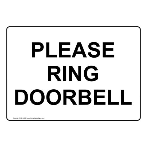 Please Ring Doorbell Sign Nhe 34881