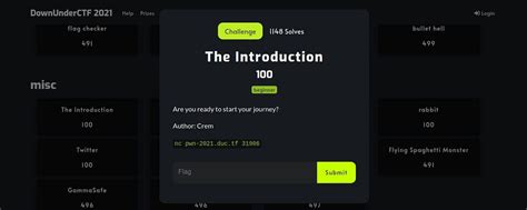 Downunderctf 2021 — The Introduction Challenge Writeup By R4nd0msys Medium