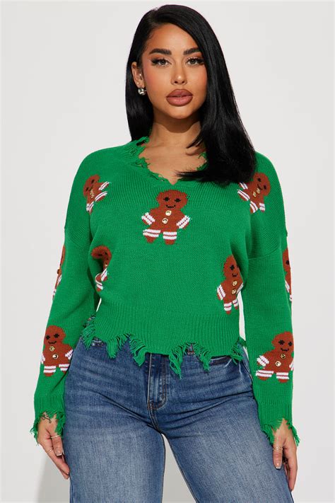 Gingerbread Cutie Sweater Greencombo Fashion Nova Sweaters