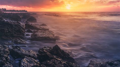 Fondos De Pantalla Luz De Sol Paisaje Puesta De Sol Mar Rock Naturaleza Apuntalar
