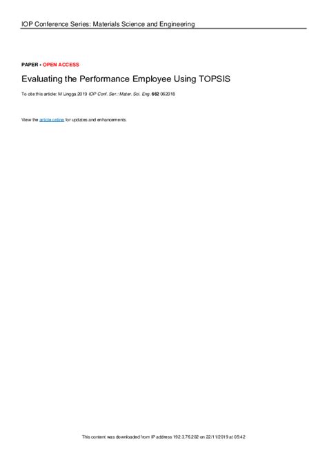 Pdf Evaluating The Performance Employee Using Topsis