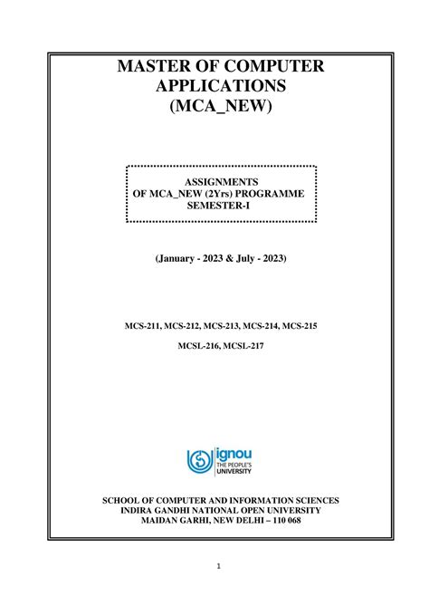 mca new 1st semester assignment january 2024 assignments of mca new