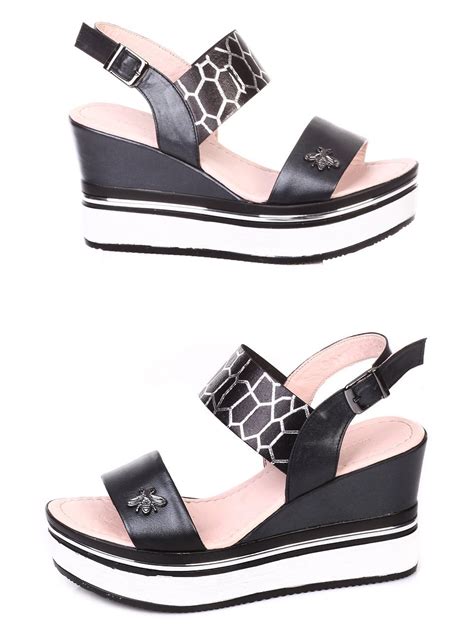 Ежедневни дамски сандали от естествена кожа 4at 18592 Black Paolobotticelli дамски обувки