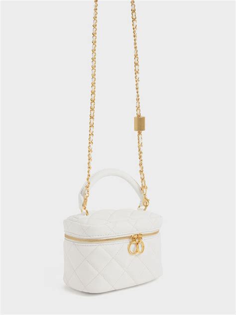 White Quilted Two Way Zip Mini Bag Charles And Keith Lk