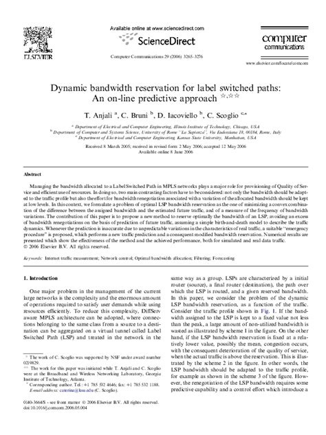pdf dynamic bandwidth reservation for label switched paths an on