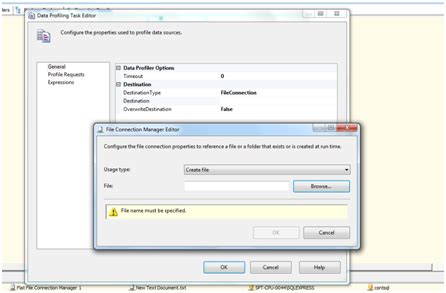 SQL Server SSIS Package SSIS Data Profiling Task