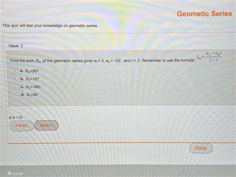 Find The Sum S N Of The Geometric Series StudyX