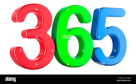Colored 365 Number 3d Rendering Isolated On White Background Stock