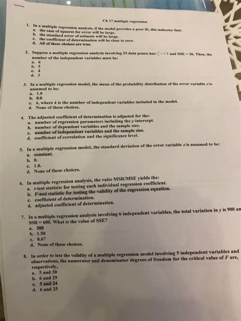 solved ch 17 multiple regression 1 in a multiple regressiom