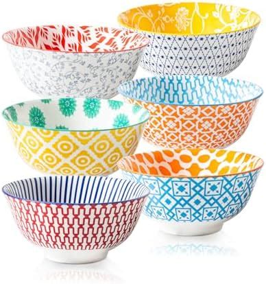 Cerkik Ceramic Soup Bowls Set 24 Oz Deep Cereal Bowl 6