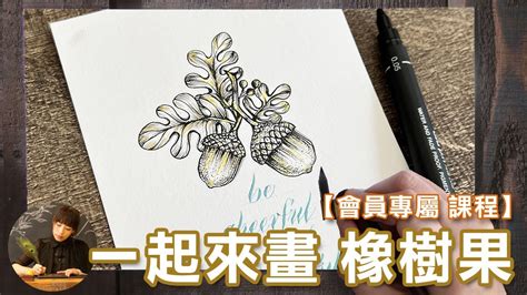 【花草繪 037 課程】一起來畫 橡樹果！ 會員專屬影片，加入會員即可觀看 Youtube