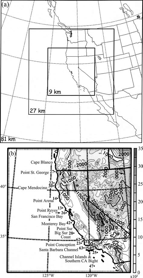 Coamps Uswc A Triply Nested Model Domain And B 9 Km Inner Grid