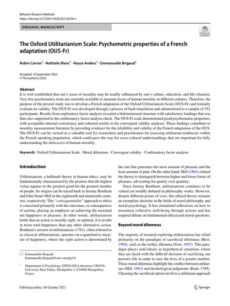 Utilitarianism Scale