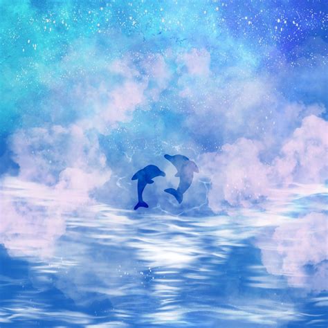 몽환의 바다 돌고래 그림 바다 돌고래