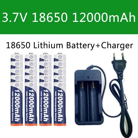 18650 Battery 37v 12000mah Rechargeable Li Ion Led Flashlight Torch