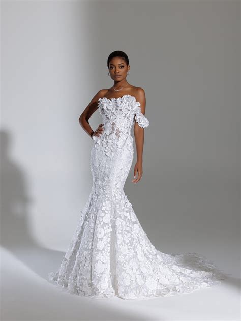 Floral Embroidered Fit And Flare Wedding Dress Kleinfeld Bridal