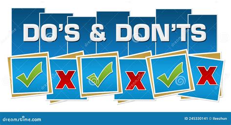 Dos And Donts Blue Lines Horizontal Text Between Royalty Free Stock