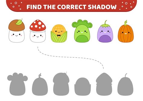 Premium Vector Squishmallow Vegetables Find The Correct Shadow Shadow