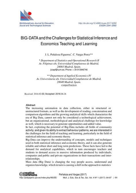 Pdf Big Data And The Challenges For Statistical Inference And Economics Teaching And Learning