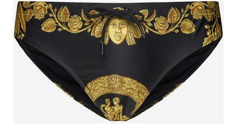 Versace Maschera Baroque Print Swim Briefs In Black For Men Lyst