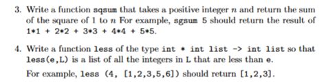 Solved 3 Write A Function Sqsum That Takes A Positive