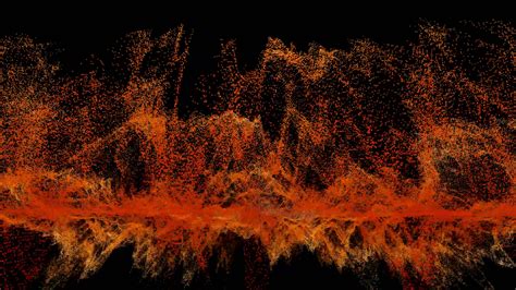 Abstract Red Lava Million Particles Pattern Waveform Oscillation Fast Move Visualization Wave