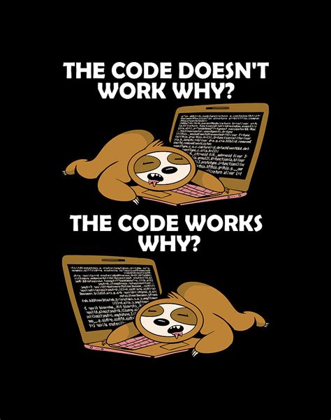 Funny Coder Developer Programming Coding Sloth Programmer Digital Art
