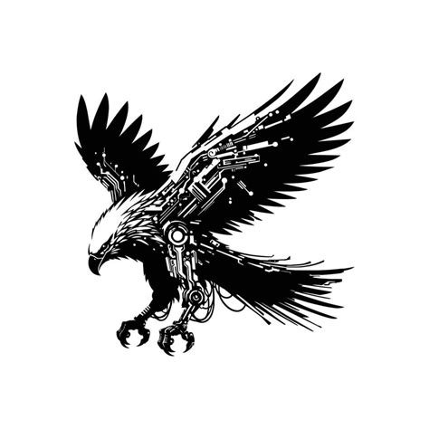 High Tech Eagle Futuristic Bird With Cybernetic Wings In Dynamic Flight
