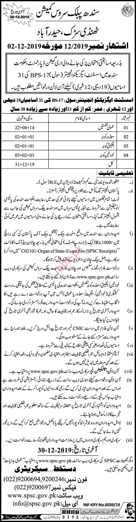 Sindh Public Service Commission SPSC Jobs 2019 2023 Job Advertisement