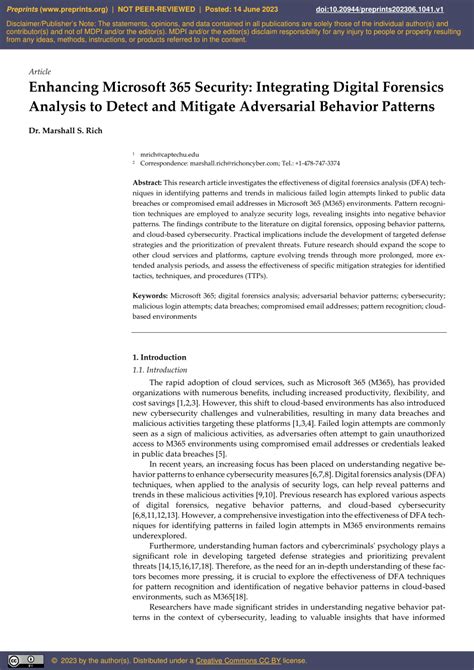 Pdf Enhancing Microsoft 365 Security Integrating Digital Forensics