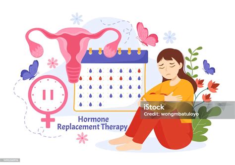 Hrt Or Hormone Replacement Therapy Acronym Vector Illustration With
