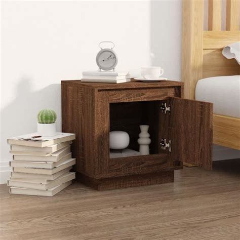CYA Table de chevet chêne marron x x cm bois d ingénierie Bon qualité Cdiscount Maison