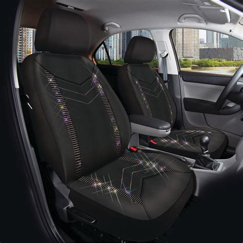 Auto Drive Universal Fit Rainbow Crystal Faux Leather Car Seat Cover