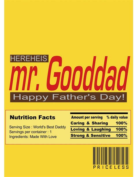 Free Printable Fathers Day Candy Bar Wrappers Templates Printable