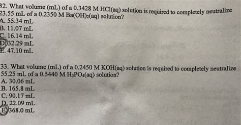 Solved What Volume ML Of A 0 3428 M HCl Aq Solution Is Chegg Com