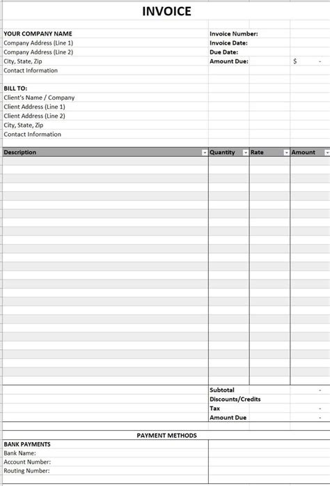 Client Invoice Template Printable From Excel And To Pdf With Auto