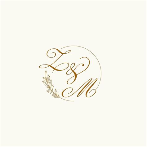 Initials Zm Wedding Monogram Logo With Leaves And Elegant Circular Lines 28187681 Vector Art At