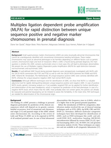Pdf Multiplex Ligation Dependent Probe Amplification Mlpa For Rapid