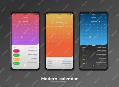 premium vector calendar mobile apptasks ui ux design mockup vector image