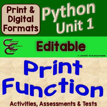 The Print Function Editable Unit 1 For Python By Computer Corner