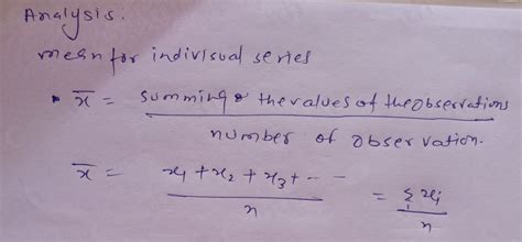 Solved Formula To Calculate Individual Series In Mean Statistics