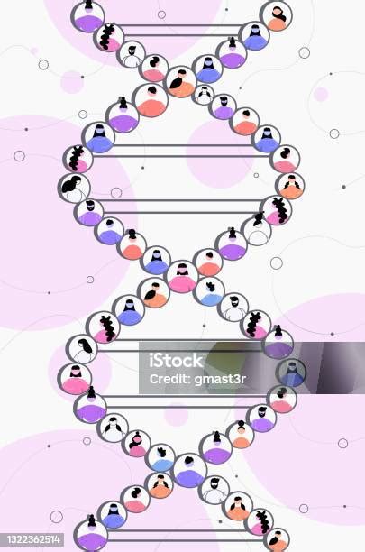 Dna 구조의 사람 아바타 는 Dna 검사 유전자 공학 개념을 형성 Dna에 대한 스톡 벡터 아트 및 기타 이미지 Dna