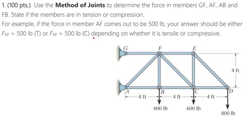 Solved Pts Use The Method Of Joints To Determine Chegg