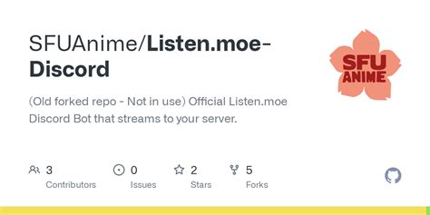 GitHub SFUAnime Listen Moe Discord Old Forked Repo Not In Use Official Listen Moe Discord