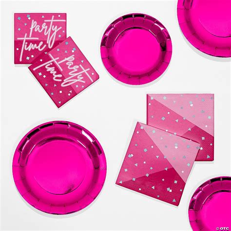 Hot Pink Foil Tableware Set Serves 8 Oriental Trading