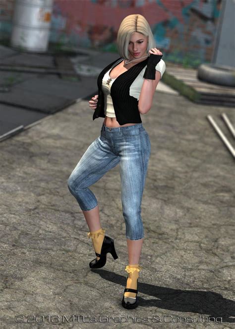Android 18 Jacket Standing Naked Kotiarts