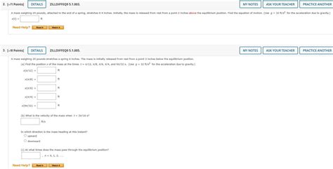 solved [ 1 points] zilldiffeq9 5 1 003 x t ft [ 18