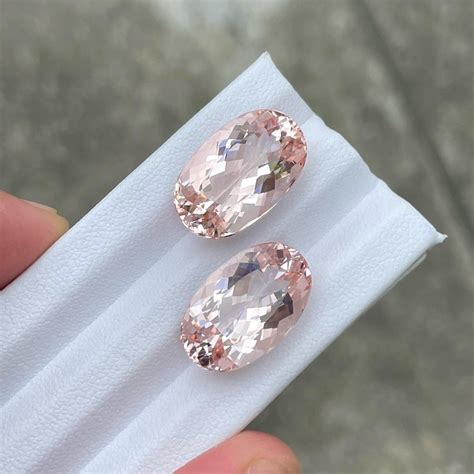 Peachy Pink Natural Morganite Gemstone Pair 2360 Carats Morganite